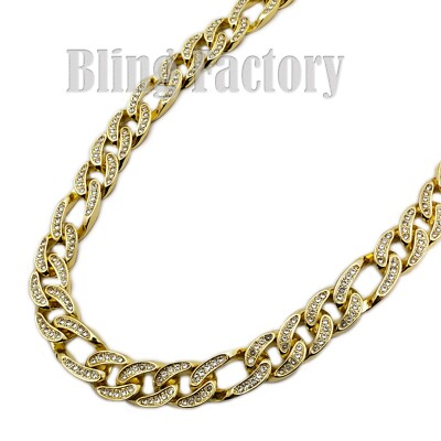 Hip Hop Men Quavo Rapper Gold PT Iced 12mm 18" Figaro Choker Chain ...