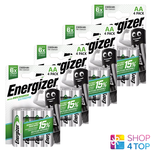 16 Energizer Recharge Extrème Aa HR6 Batteries 1.2V 2300mAh Mignon ...