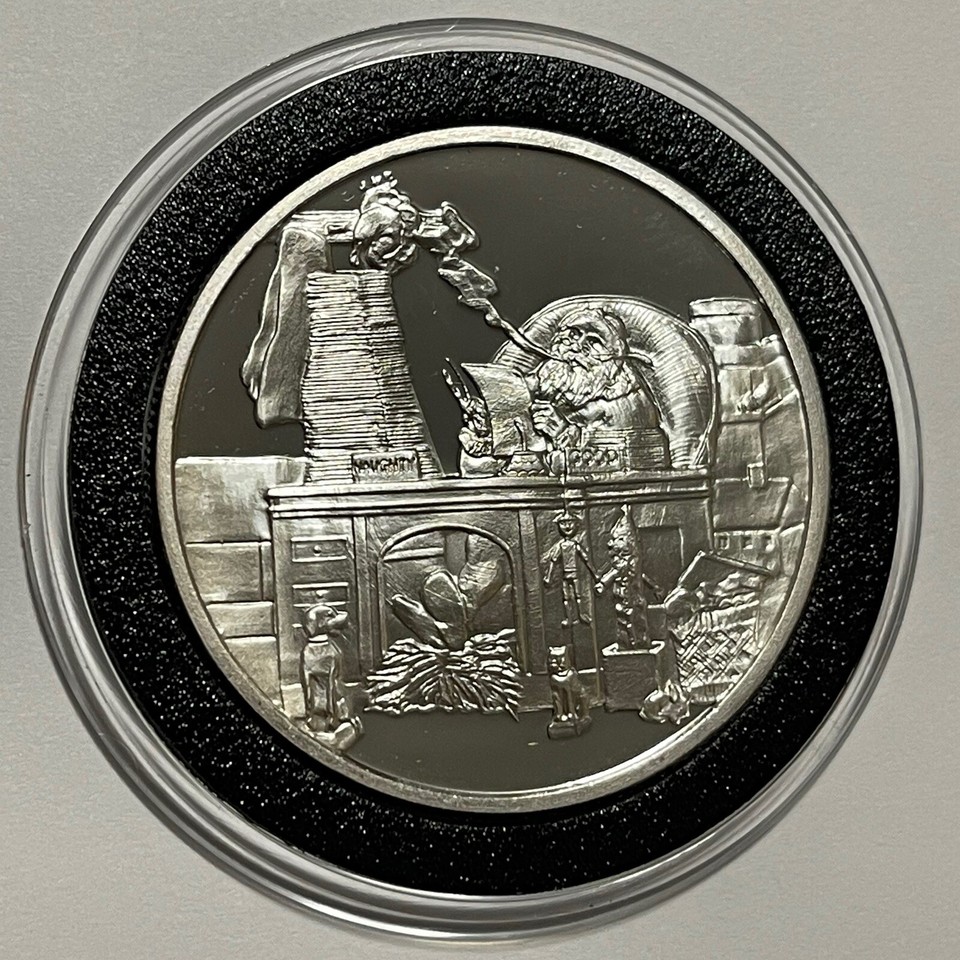 Santa Naughty & Nice List Xmas Holiday Coin 1 Troy Oz .999 Fine Silver ...