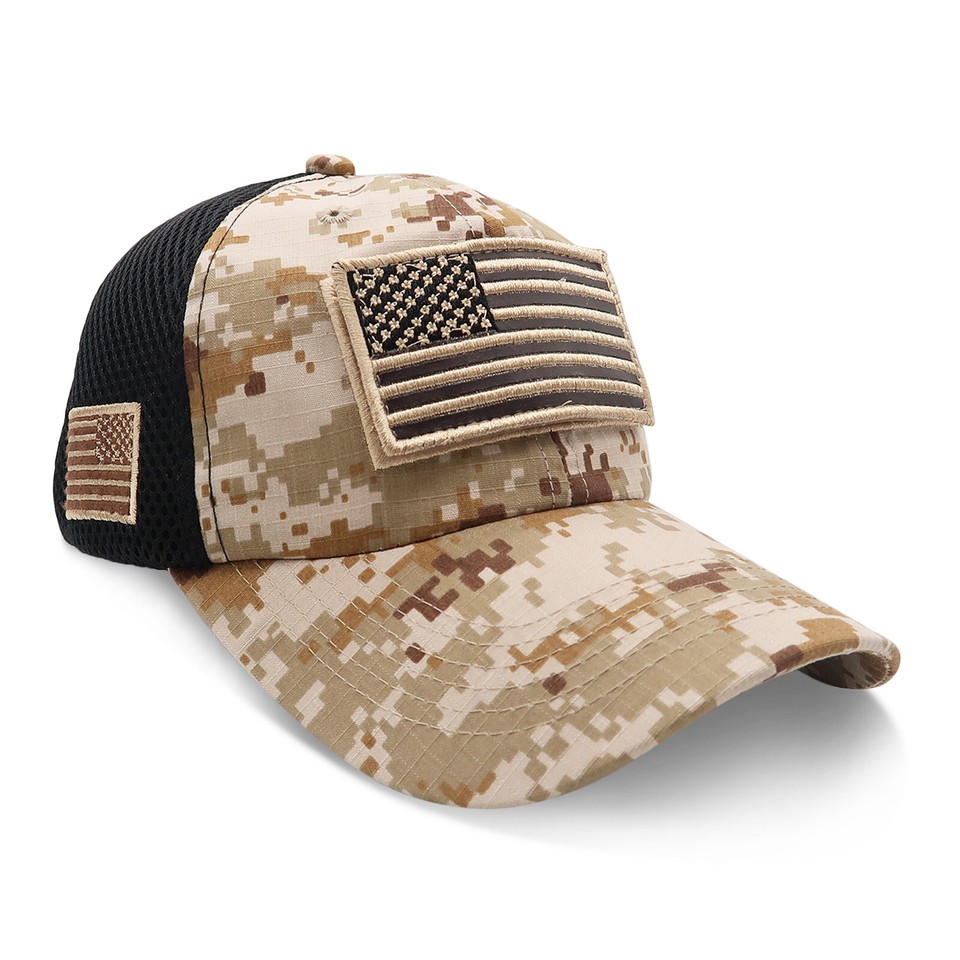 Baseball Cap USA Flag American Men Hat Detachable Patch Mesh Tactical ...