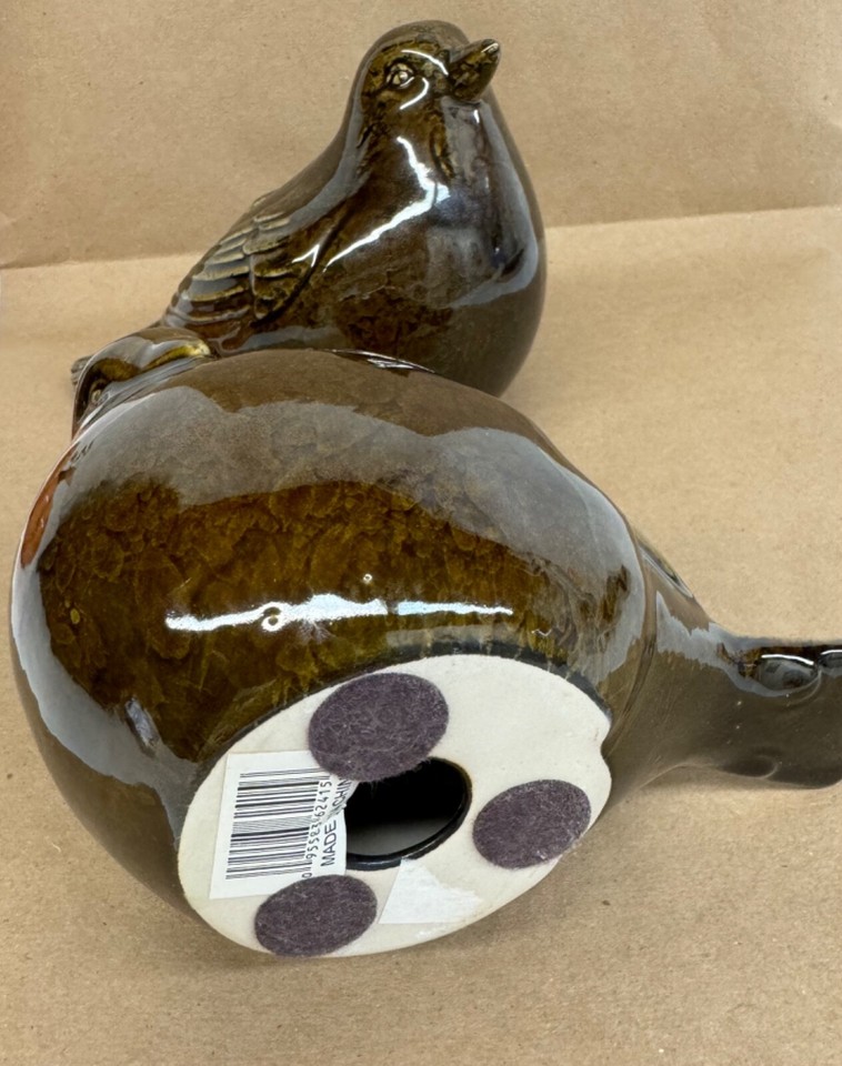 Bird Figurines Pair Chubby Brown Tan Speckled Sparrows Collectible | eBay