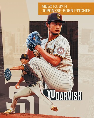 Yu Darvish Most Ks by a Japanese Pitcher San Diego Padres 8x10 Vintage ...