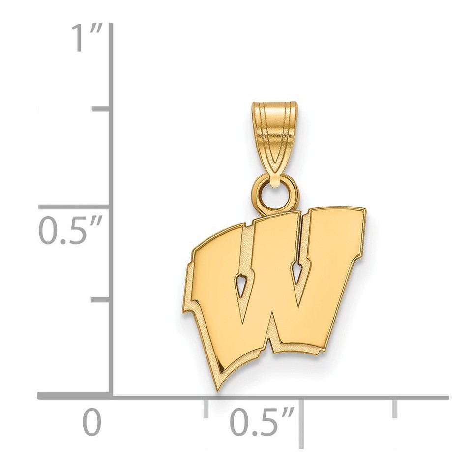 Yellow Sterling Silver LogoArt University of Wisconsin Letter W Small ...