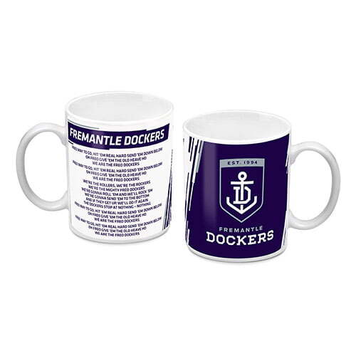 Fremantle Dockers Freo AFL Coffee Mug with Team Song 330ml Holiday ...