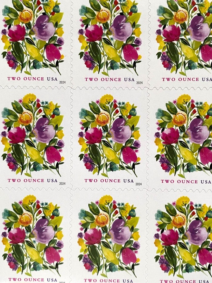 USA 2024 Stamps MNH TWO OUNCE Wedding Blooms Flowers Block Sheet of 20 ...