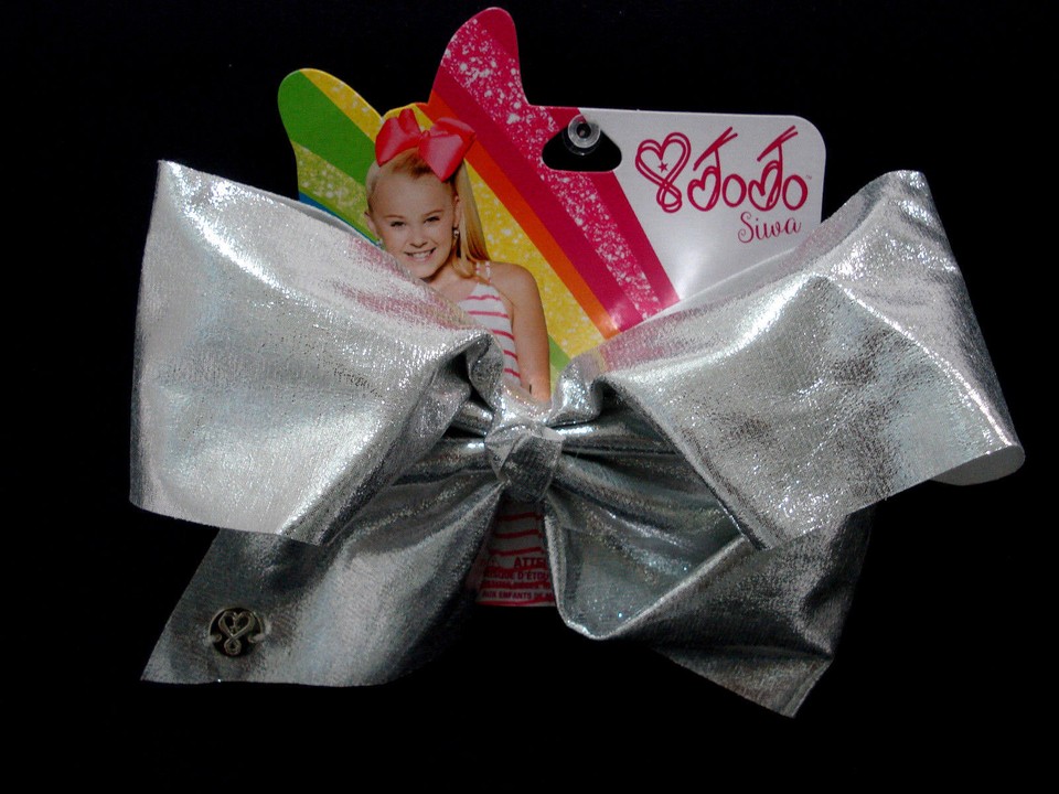 JoJo Siwa Large Silver Signature Hair Bow Shiny Dance Cheerleader ...
