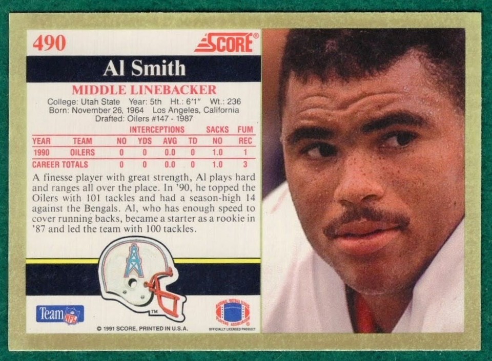 Al Smith - 1991 Score #490 - Houston Oilers Football Card | eBay