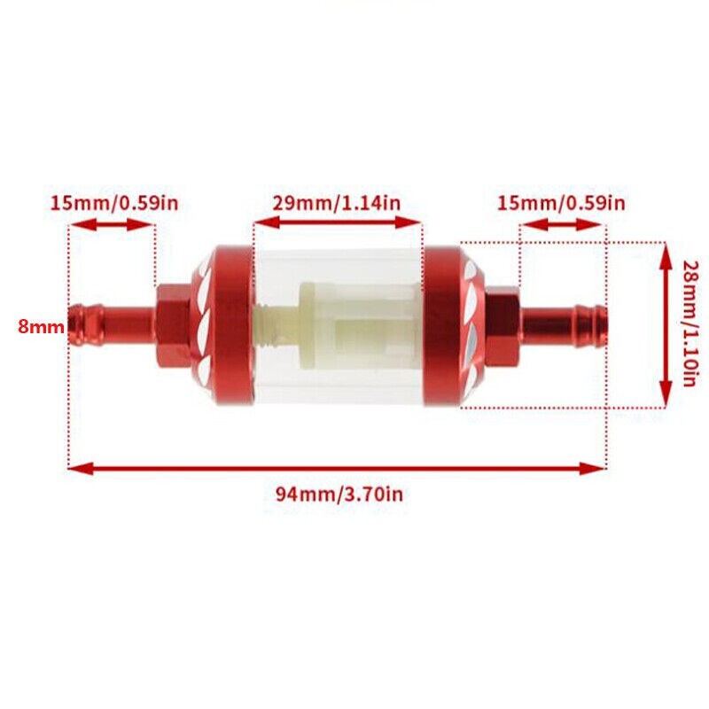 5/16" 8m Inline Reusable Motorcycle Glass Fuel Filter Gas Petrol Screen ...