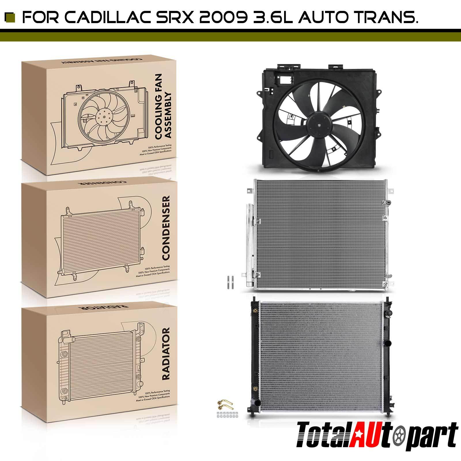 Radiator & AC Condenser & Cooling Fan Kit for Cadillac SRX 2009 3.6L ...