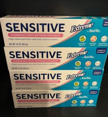 4X- Natural White Sensitive Extreme Fluoride Anti Cavity Whitening ...