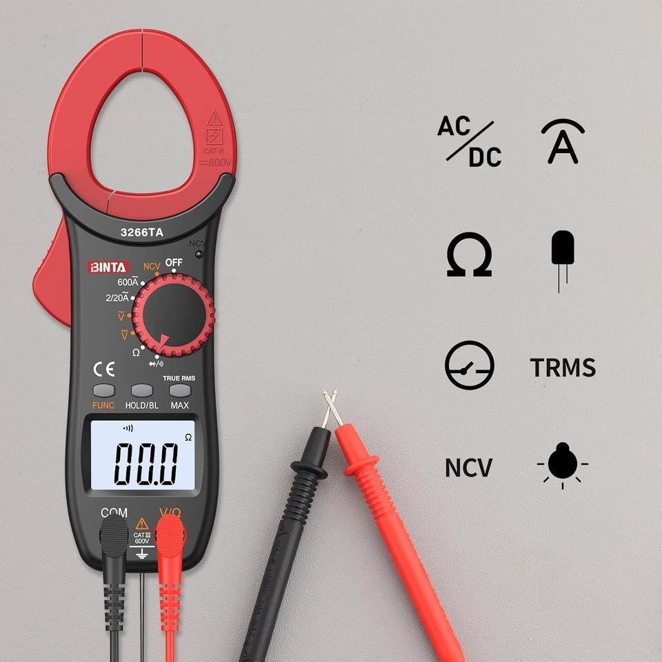 Accurate Digital Clamp Multimeter with Backlight LCD & Continuity ...