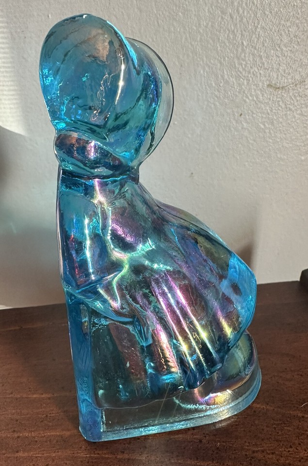 Vintage Iridescent Blue Glass Bookend LE Smith Glass | eBay