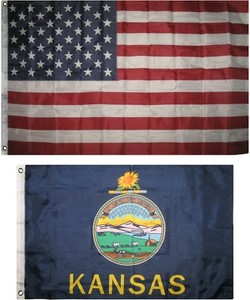 Wholesale Combo Lot 3x5 USA Flag & State of Kansas 2x3 2 Flags Banner ...