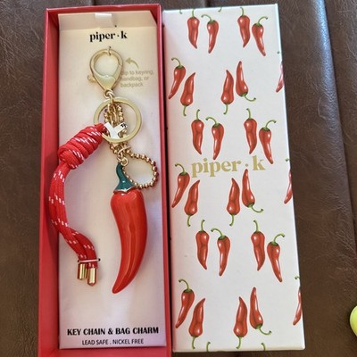 Piper K Gold Red Spicy Chili Pepper Rope Purse Bag Charm & Keychain ...