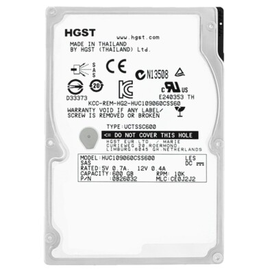 Festplatte HGST HUC109060CSS600 600GB 10 000Rpm SAS II 64Mb Cache 2.5 ...