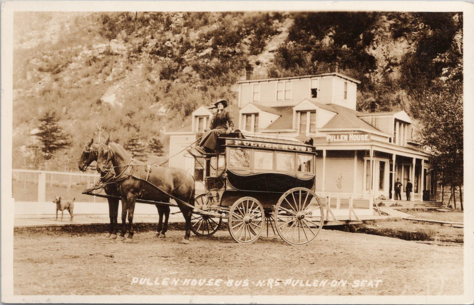 RPPC Skagway Alaska Pullen House Mrs. Pullen on Horse-Drawn Guest ...