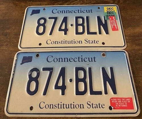 2004 2005 2006 Connecticut License Plate Pair 874 BLN Replacement | eBay