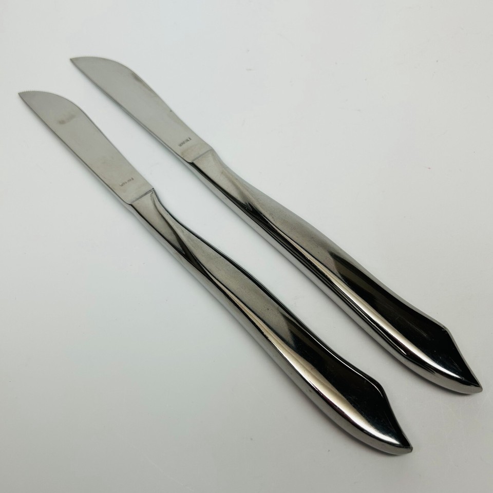 Vintage LINMARK STAINLESS 2 STEAK / GRILL KNIVES 8-5/8" Match CARVING ...