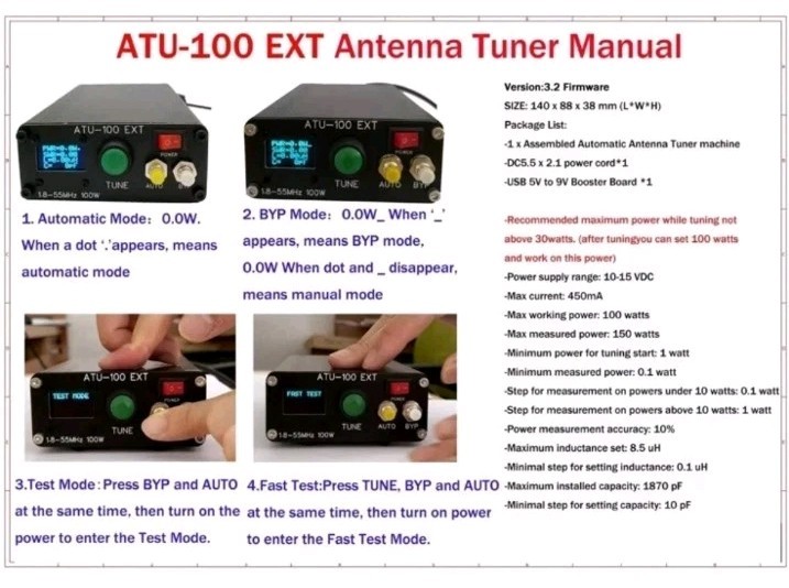 ATU-100 EXT Antenna Tuner 1.8-50MHz atu100 by N7DDC 7x7 0.96 Black | eBay