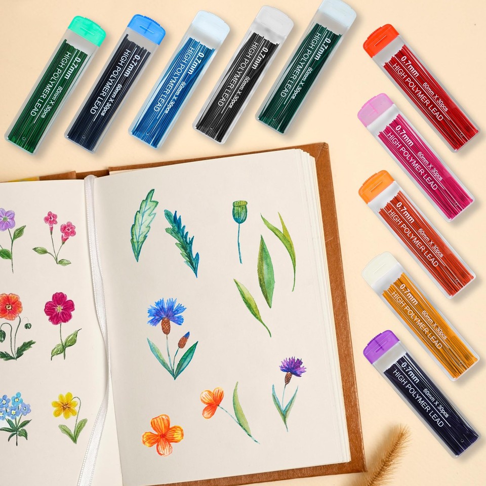 10 Color Lead Refills 300 Pieces Pencil Lead Refill Colored Mechanical ...