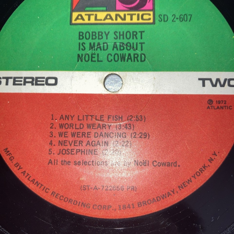 BOBBY SHORT IS MAD ABOUT NOEL COWARD 2X VINYL LP ALBUM 1972 ATLANTIC ...