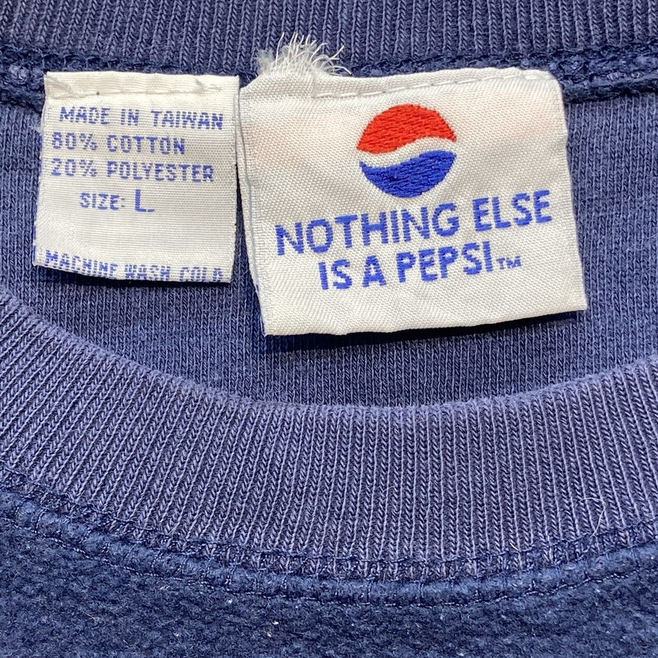 Vintage 90’s Pepsi Sweatshirt Mens Size L Blue Promo Logo Spell Out ...