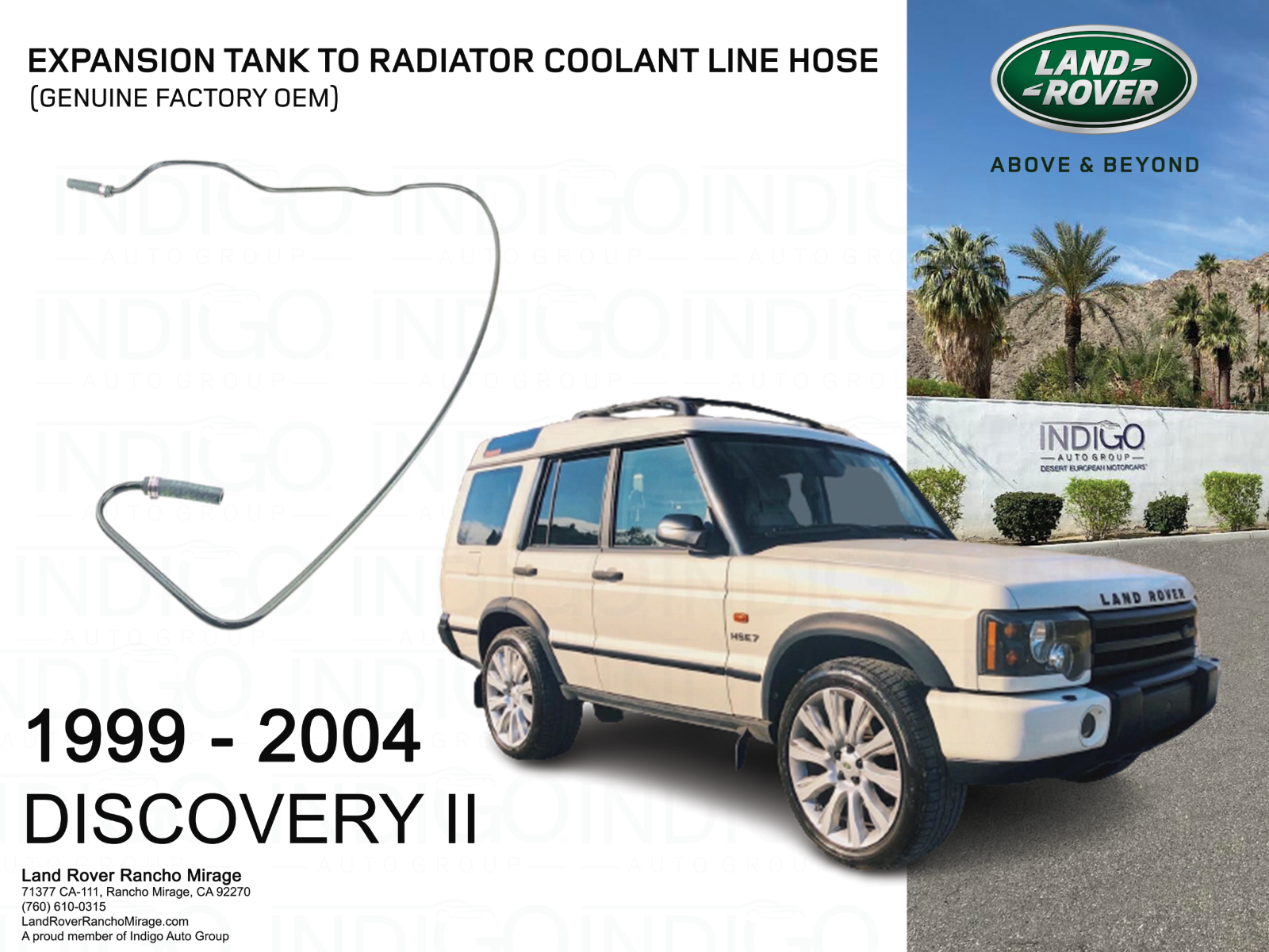 Land Rover Discovery 2 L318 Expansion Reservoir Hose PCH000360 OEM for ...