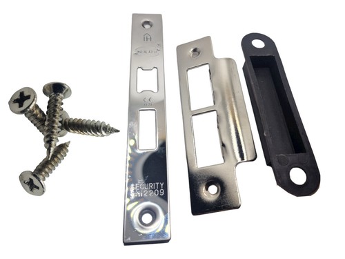 Strike plate Polished brass chrome dust box face plate screws mortice ...