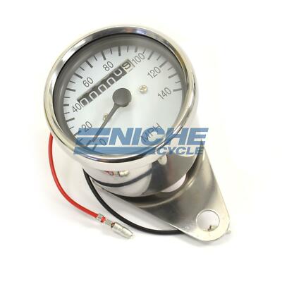 Mini Speedo Universal White Motorcycle Mechanical 140 MPH Speedometer ...