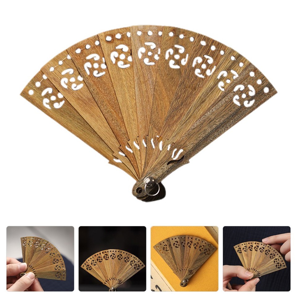 Wood Hanging Decor Foldable Craft Holding Hand Fan Chinese Style ...
