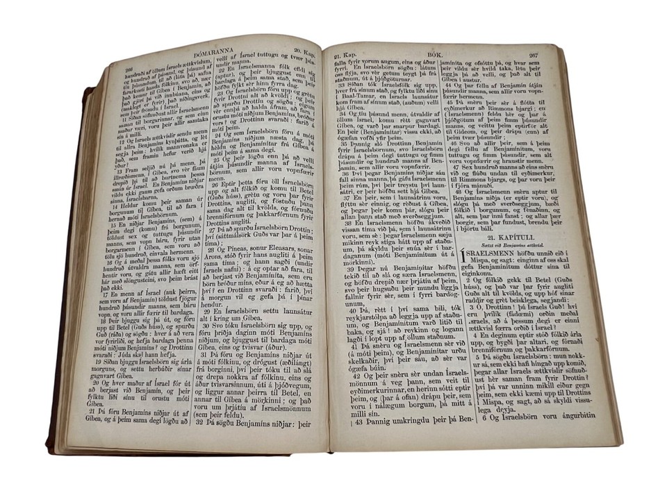 Antique 1800s Icelandic Holy Bible Leather Hardcover Old & New ...