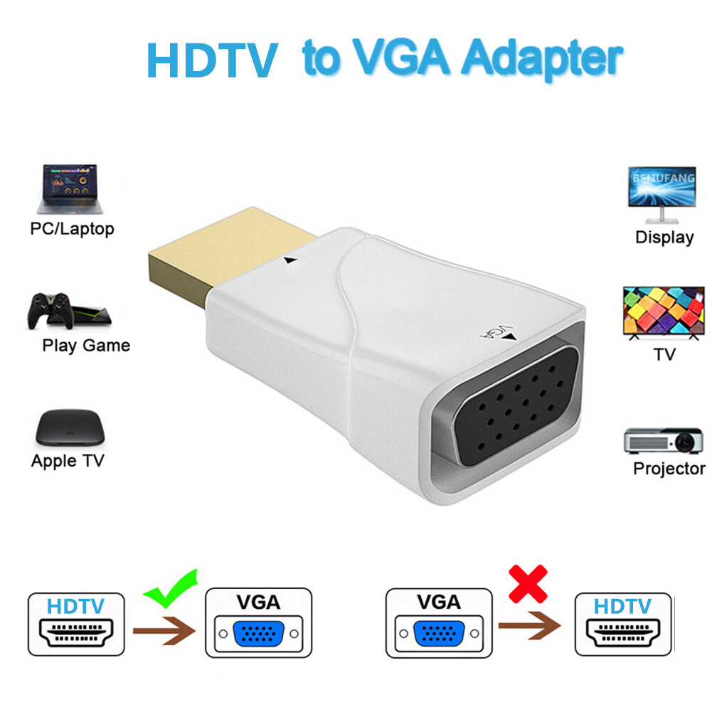 AU HD 1080P HDMI-Compatible to VGA Adapter VGA Output Laptop Converter ...