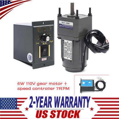 AC 110V Gear Motor Electric Motor Variable Speed Controller 180K 7.5RPM ...