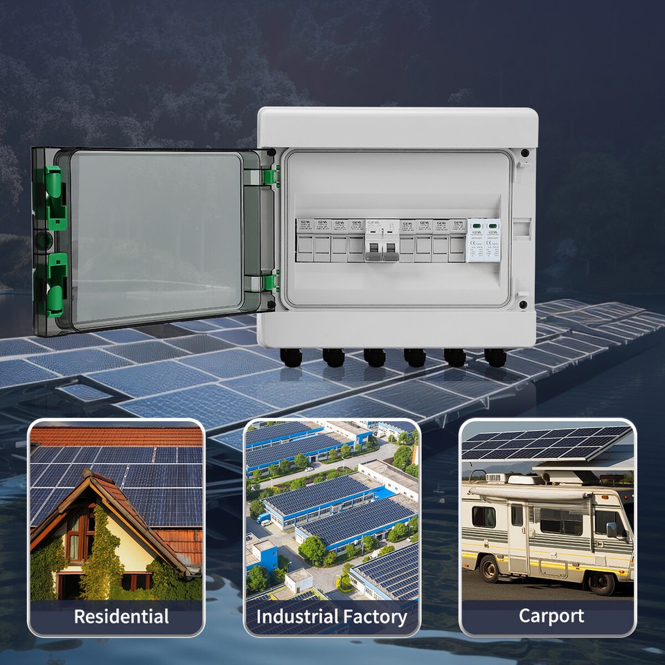 Solar PV Combiner Box Plastic 15A 4strings 550VDC Circuit Breaker Solar ...
