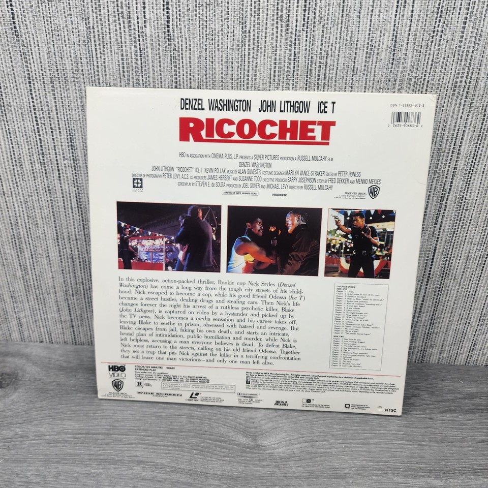 RICOCHET Denzel Washington John Lithgow Rated R Laser Disc | eBay