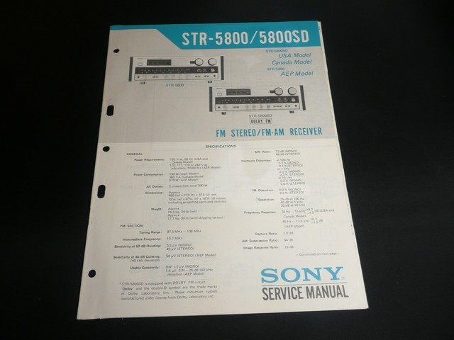 Sony STR-5800SD AM-FM Stereo Dolby Receiver Amplifier STR-5800 SD for ...