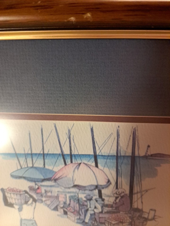 1977 Elyse Wasile Art Print of Market Range Bahamas Seashore Beach ...