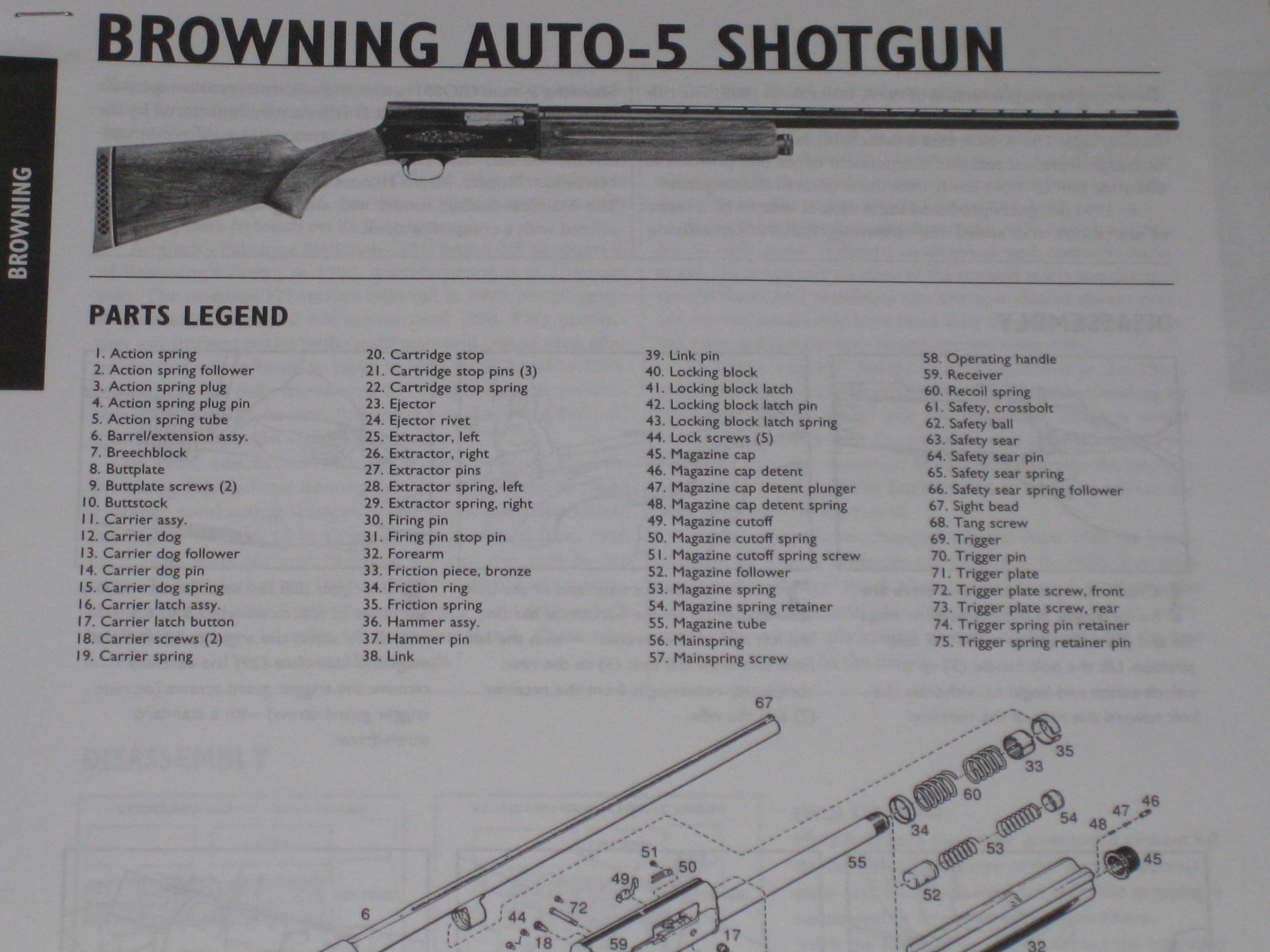 BROWNING AUTO-5 SHOTGUN EXPLODED VIEW | eBay