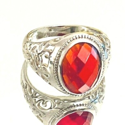 R6460S Red Helenite Sterling Solitaire Man's Silver Ring | eBay
