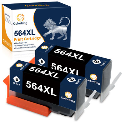 2 PACK Black Compatible for HP 564 XL ink cartridges Photosmart 5510 ...