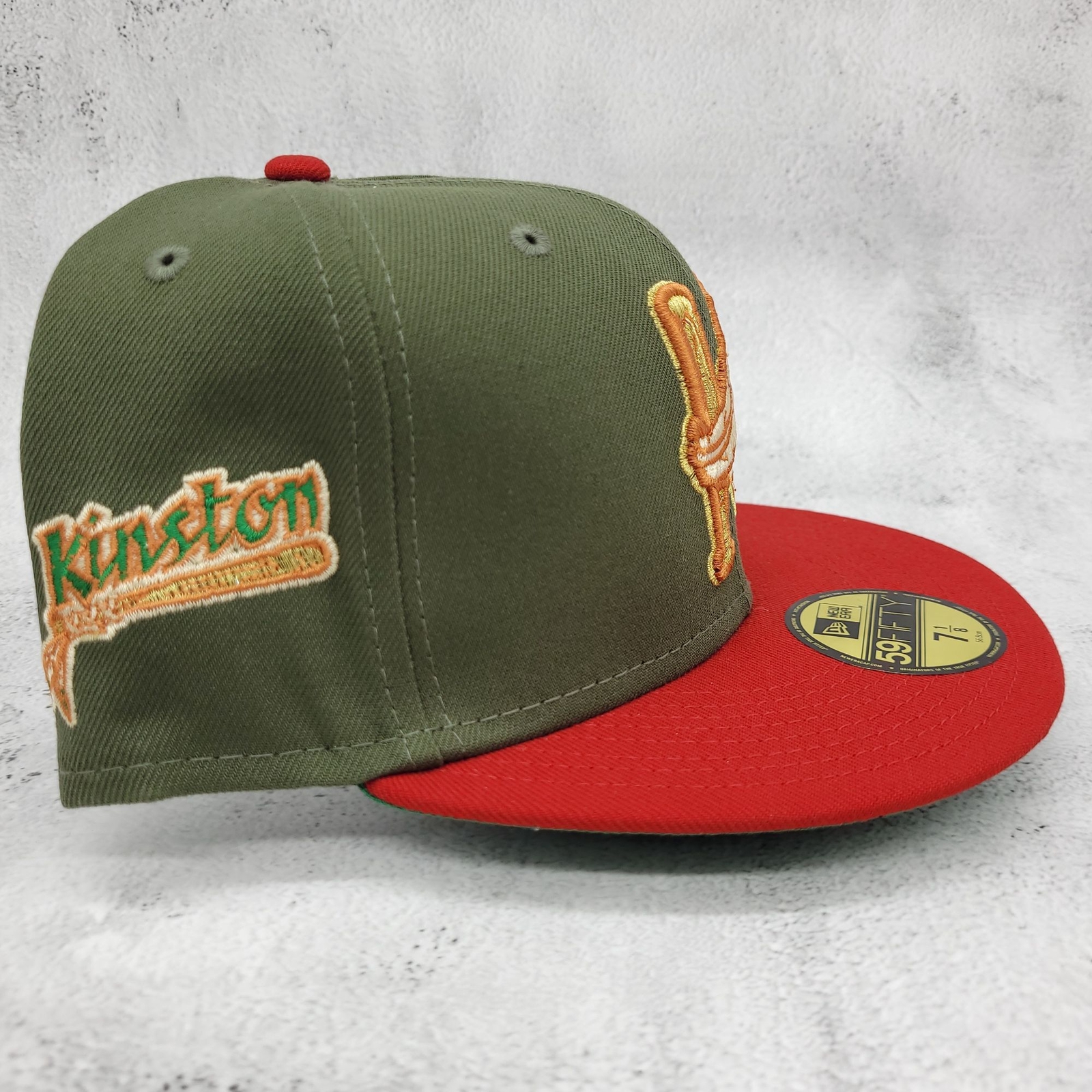 Topperz Kinston Indians Olive Two Tone New Era Hat - Size 7 1/8 - Not ...