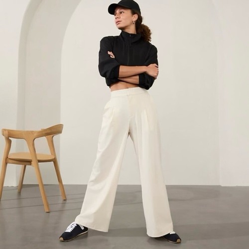 Athleta Pinnacle High Rise Trouser Bone Wide Leg Pants 12 NWT New with ...