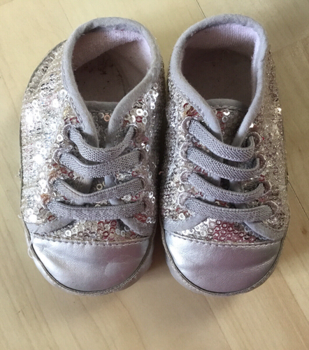 Girls Sequin Shoes Booties Baby My First Shoes Silver Sequin, soft ...