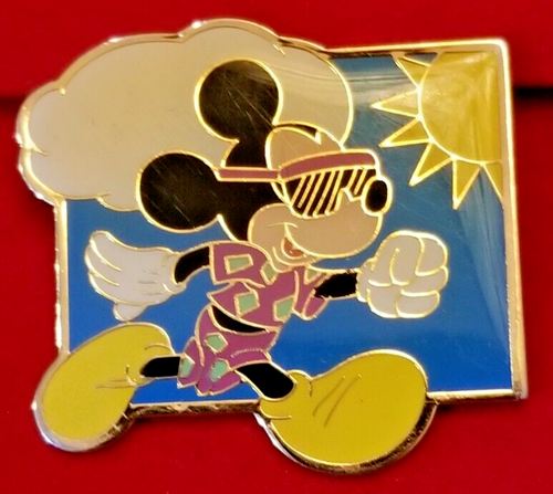 Disney Mickey walking in summer beach wear and sunglasses. Vintage ...