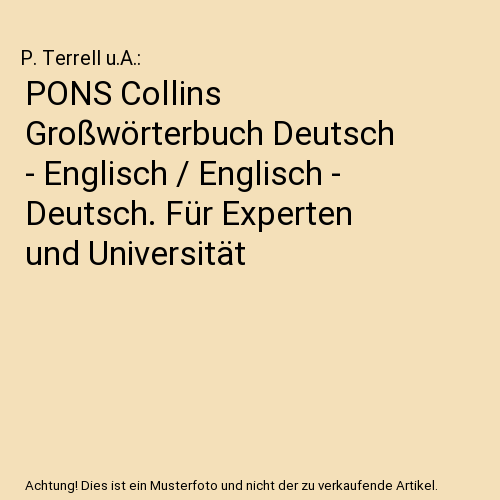 PONS Collins Großwörterbuch Deutsch - Englisch / Englisch - Deutsch ...