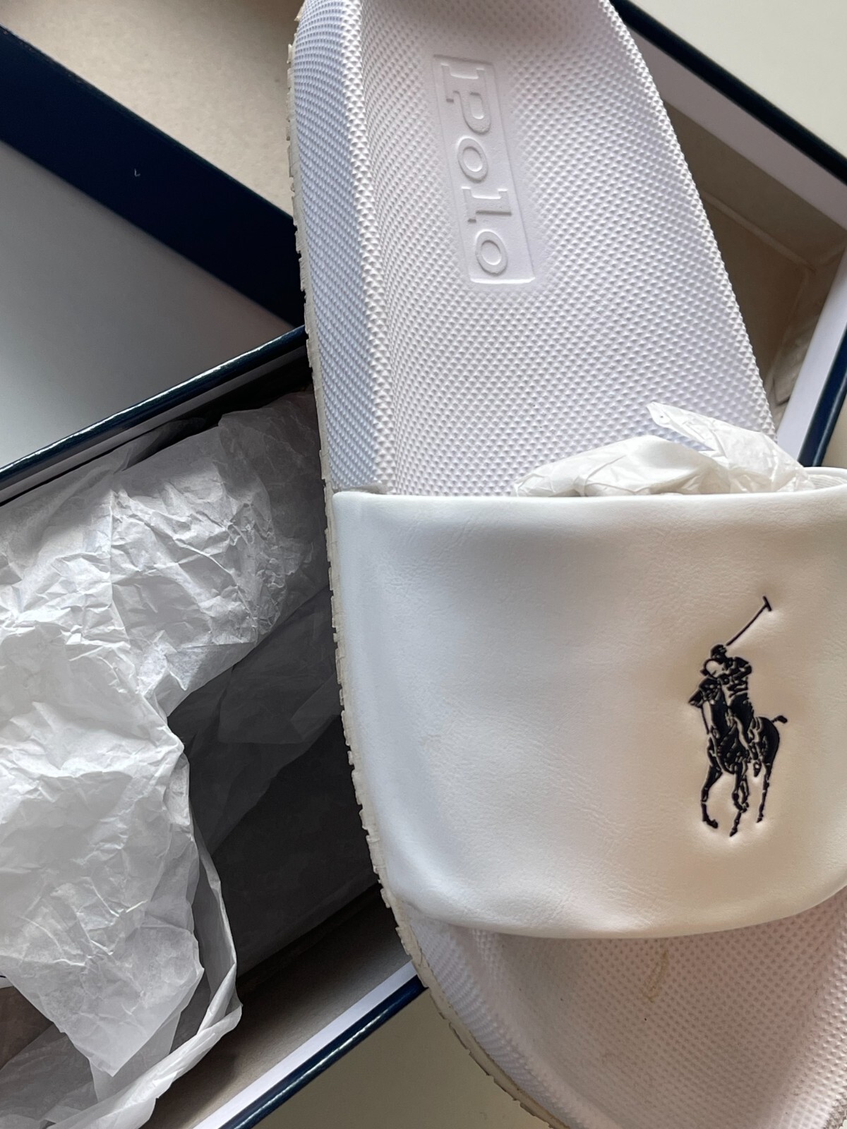 Polo Ralph Lauren Men's Polo Slides Sandals White Siz… - Gem