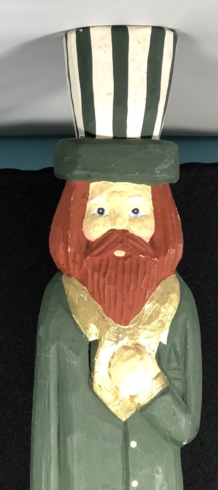 James Haddon Uncle Sam Flag Folk art 25 1/4" Tall Handcarved Wood ...