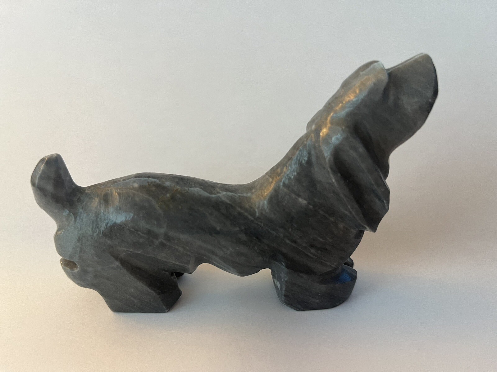 Alabaster Dog Figurine Gray Stylized 5" Long Scottie or Schnauzer | eBay