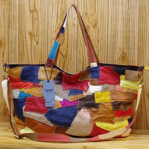 Designer Women Genuine Leather Multi-color Handbags Satchel Tote ...