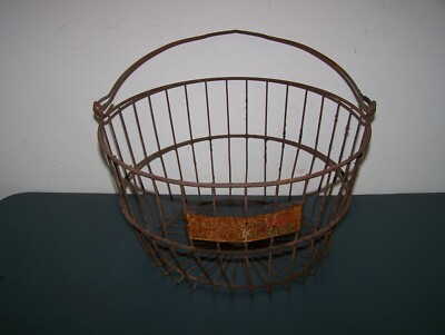 VINTAGE PRIMITIVE ADVERTISING GLIDDEN METAL WIRE FARM FOOD CLAM BASKET ...